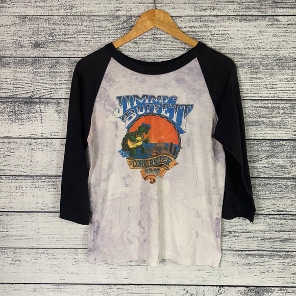 Vintage | Tops | Vintage 8s Jimmy Buffet The Coral Reefer Raglan Band ...